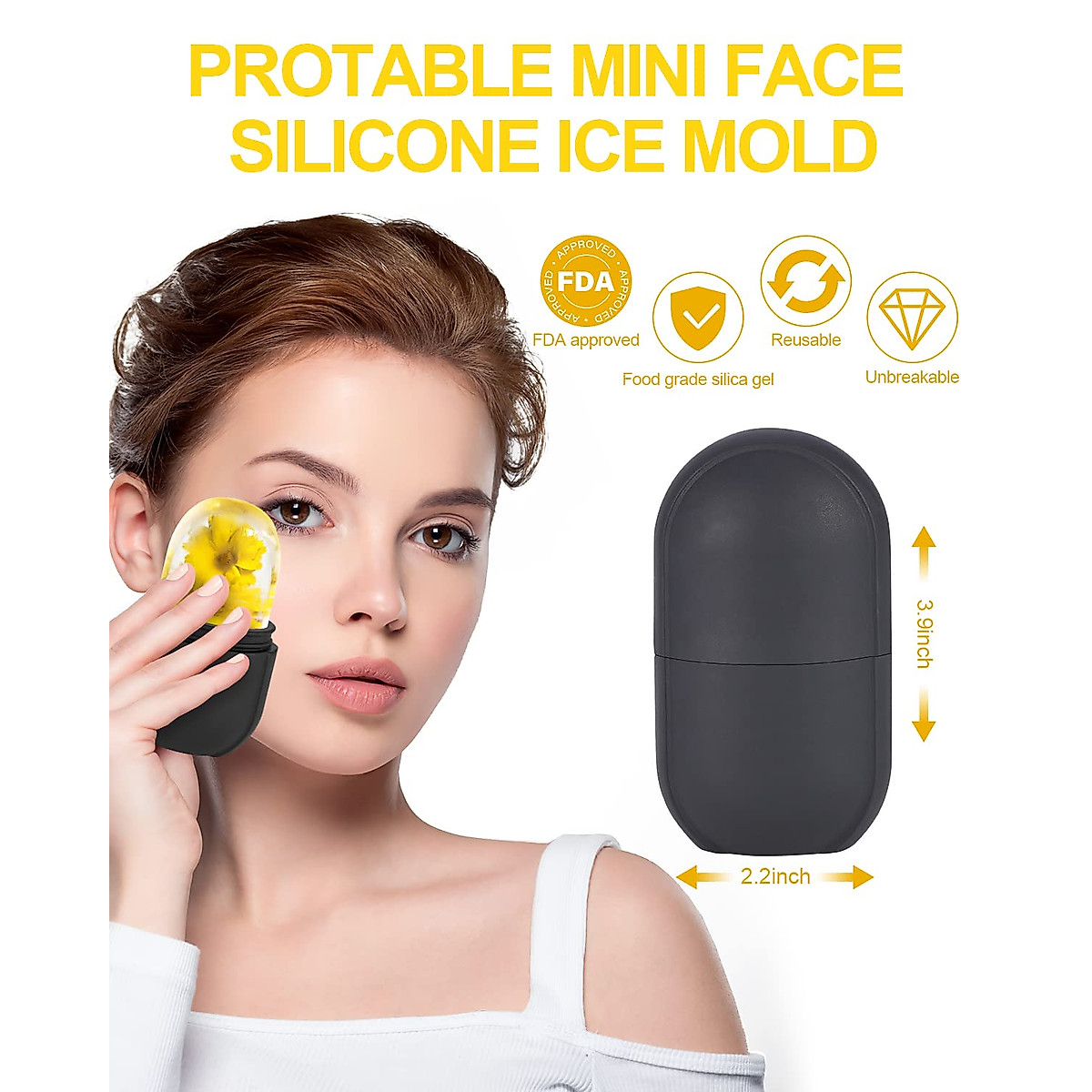 USINMIN Ice Roller for Face & Eye, Beauty Facial Ice Holder Mold Face Puffiness Relief Massage Skin Care Tools for Brighten Lubricate Shrink Pores Remove Fine Lines