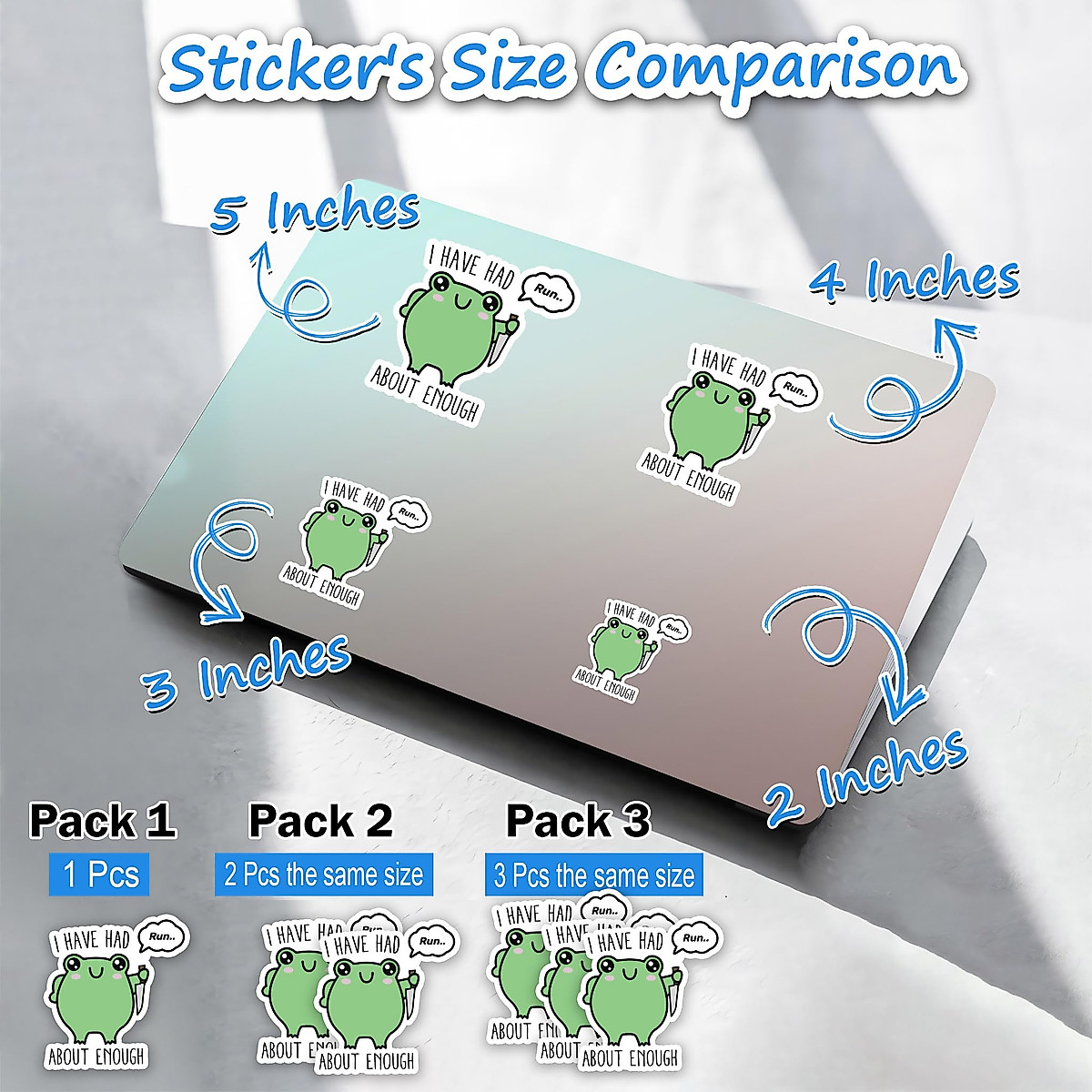 I Have Had About Enough Frog Sticker, Frog With Knife Sticker, Cute Frog Stickers, Animal Sticker, Water Assitant Die-Cut Vinyl Funny Decals for Laptop, Phone, Water Bottles, Kindle Sticker