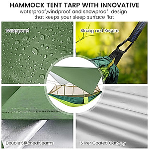 Portable Double Camping Hammock,2 Person Nylon Parachute Hammock with Mos-Quito Net Outdoor Hammocks Tent with Waterproof Rainfly Awning for Outdoors Camping Backpacking Hiking Travel