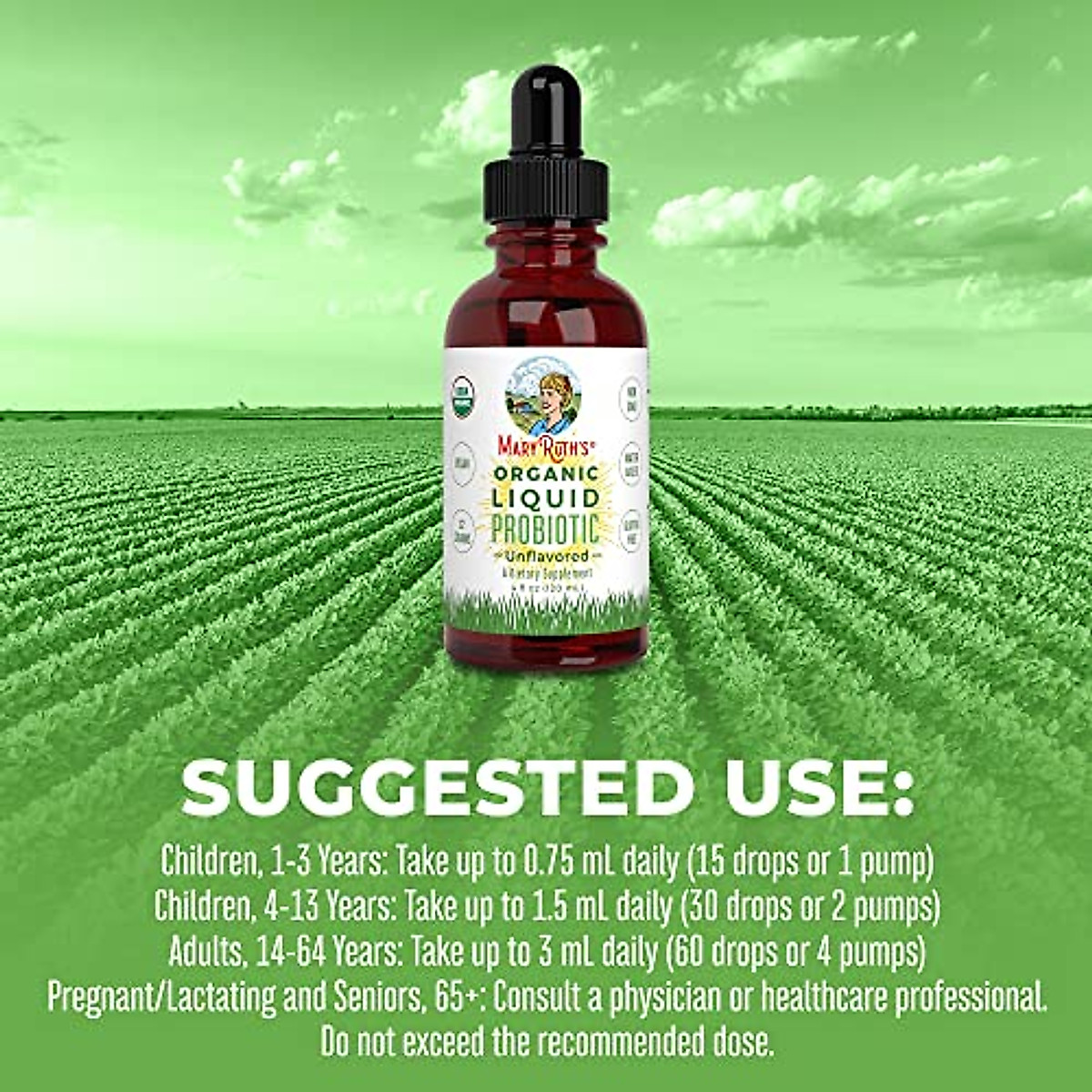 Probiotics for Women Men & Kids | USDA Organic Probiotics for Digestive Health | Acidophilus Probiotic | Gut Health & Immune Support Supplement | Vegan | Non-GMO | Gluten Free | 4 Fl Oz