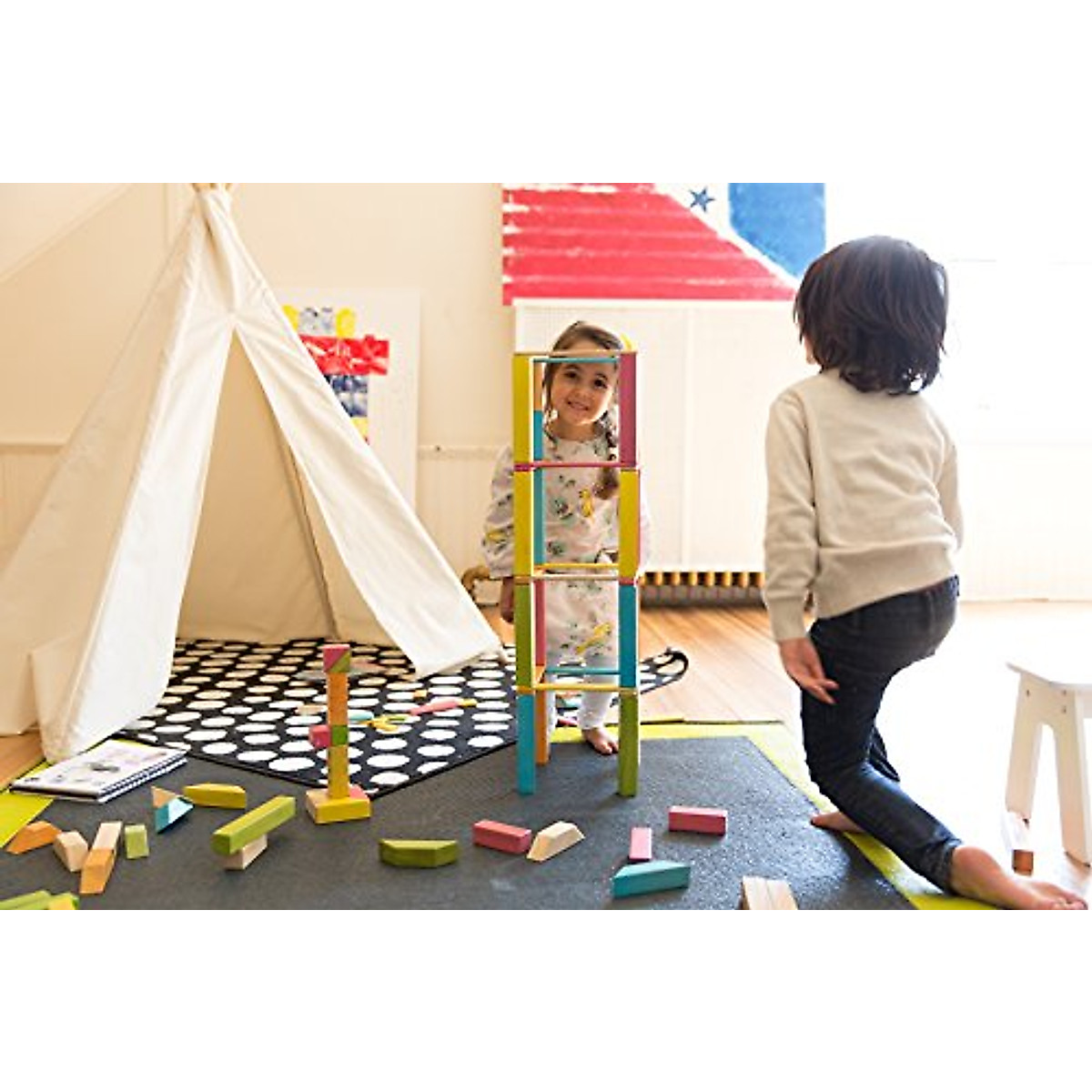 6 Piece Tegu Pocket Pouch Prism Magnetic Wooden Block Set, Sunset