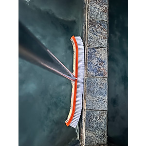 Sinada Pool Special 18 Inch Extra-Wide Nylon Pool Brush, Heavy Duty Vinyl Pool Brush, Aluminum Backed, Fits Standart Swmming Pool Pole Swimming Pool Wall Cleaning Brush EZ Clips