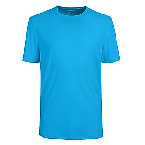 MOHEEN Men's Cooling Ice Silk Running Shirts Quick Dry Short Sleeve Athletic Gym T-Shirts UPF 50+ Outdoor Workout Tshirts(Blue,M)