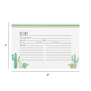 C.R. Gibson Cacti Double Sided Recipe Card Set, 4" W x 6" L, Multicolor