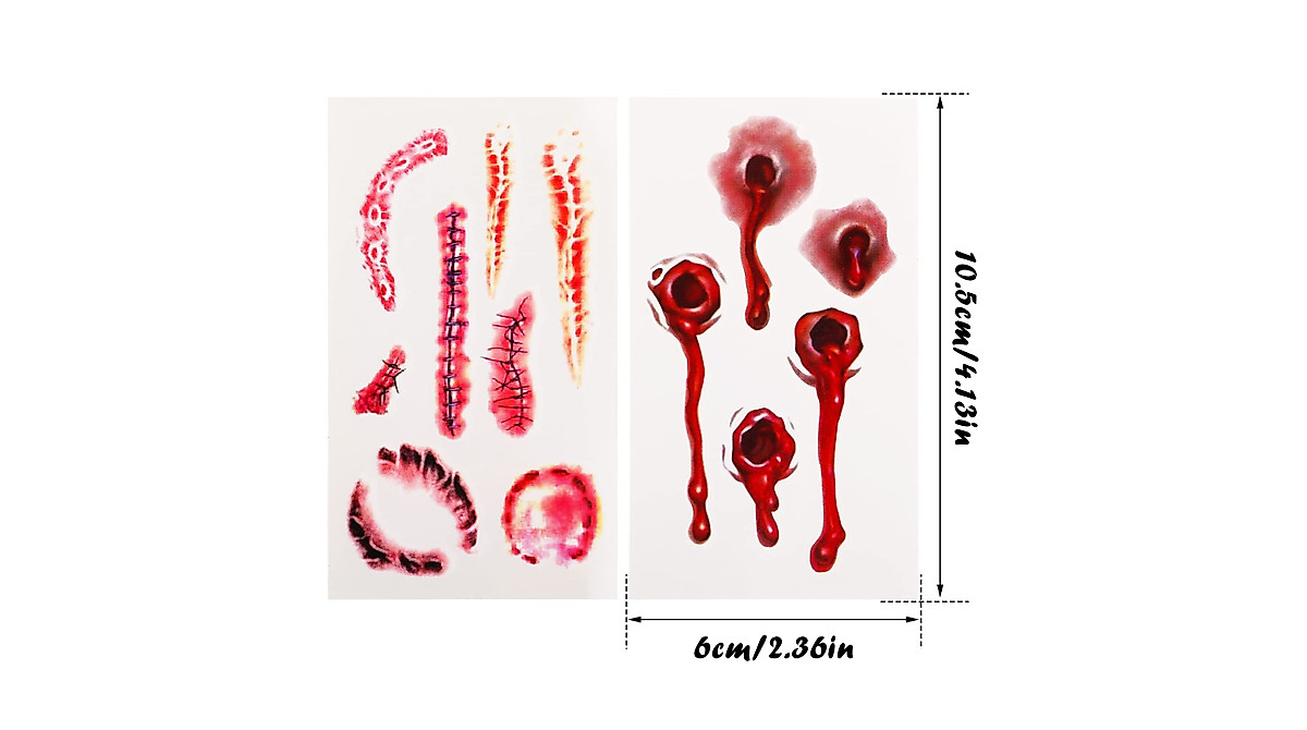 Realistic Fake Blood & Wound Tattoos for Cosplay & Halloween