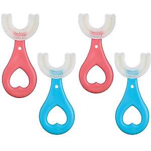 4 Packs Kids U Shaped Toothbrush, Silicone Bristles Massage Gums, Manual Toothbrush Oral Cleaning,360° All-Round Oral Cleaning, U-Shaped Training Toothbrushes for Kids Children Baby for Childrens