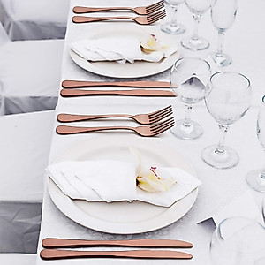 LIANYU 40-Piece Copper Flatware Silverware Set for 8, Stainless Steel Cutlery Eating Utensils Set, Wedding Party Festival Silverware, Mirror Finish, Dishwasher Safe