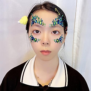 Face Jewels festival halloween face Tattoo body gems Bindi Glitter Eyes rhinestone Forehead Sticker DIY Face Decoration Face Gems Rhinestone Temporary Tattoo Sticker(emerald ab/SR14)