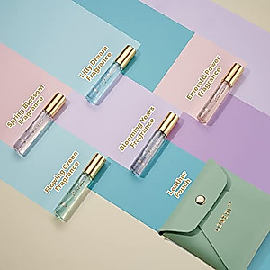 Christmas Gifts from Daughter & Son, Perfume Set Pack of 5 - Perfume Sampler Sets for Women & Men with Leather Pouch - 10ml Mini Perfume for Travel Gifts, Solo Scent & Layering Fragrances