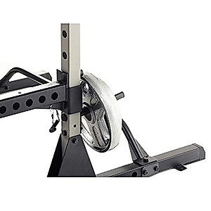 Fitness Reality Squat Rack Power Cage with J-Hooks, Landmine 360° Swivel, Weight Plate Storage Attachment and Power Band Pegs grey