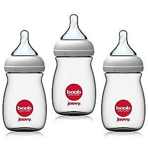 Joovy Boob Baby Bottles Made from Durable, Medical-Grade PPSU with CleanFlow Vent Technology to Prevent Nipple Collapse, Negative Pressure, and Colic Symptoms (9oz, 3pk)
