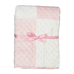 Spasilk Raised Dot Blanket, Baby Blanket with Satin Trim, Minky Baby Blanket, Pink