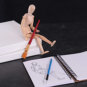 US Art Supply Wood 12" Artist Drawing Manikin Articulated Mannequin with Base and Flexible Body - Perfect for Drawing The Human Figure (12" Male)