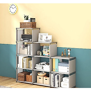 Kids Bookshelf Bookcases 9 Cube Book Shelf Organizer Bookcase Gray DIY for Bedroom Classroom
