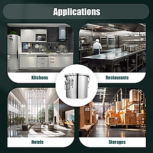 TianQinLang Stainless Steel Food Canister with Lid and Handles Rice Cereral Grain Container Kitchen Storage Bucket for Dry Wet Food Flour Oil Milk Wine Water, with Firm Locking Clamp (12L)