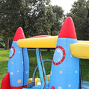 FBITE Rocket Inflatable Bounce Castle Jumper Bouncer House, Inflatable Ball Pool Slide Toss Game for Kids