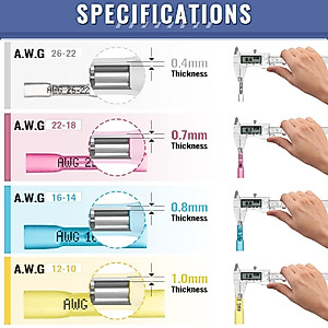 340PCS Heat Shrink Butt Connectors, Sopoby Marine Grade Electrical Wire Connectors Kit, Tinned Red Copper Insulated Waterproof Crimp Terminals Butt Splice for Cable,Boat,Wiring