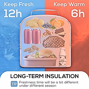 TOURIT Lunch Bag Women Double Deck Lunch Box Insulated Lunch Cooler for Women Men Work, School, Pink