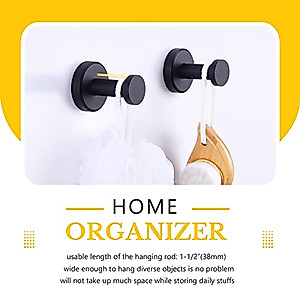 APLusee Bathroom Towel Hook 2 Pack, Stainless Steel Round Coat Robe Hanger, Contemporary Decorative Toilet Kitchen Clothes Wall Holder (Matte Black)