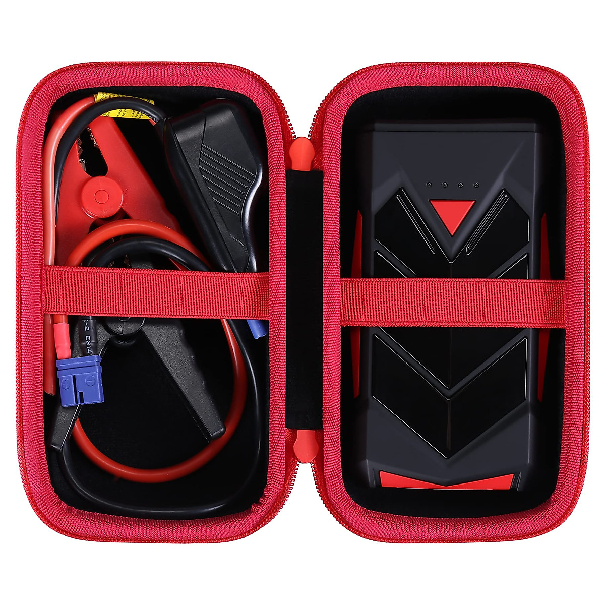Aenllosi Hard Carrying Case Compatible with NEXPOW T11F 12V Car Jump Battery Starter Power Pack with USB,1000A Quick Charge Battery Booster Holder (Red Zipper,Case Only)