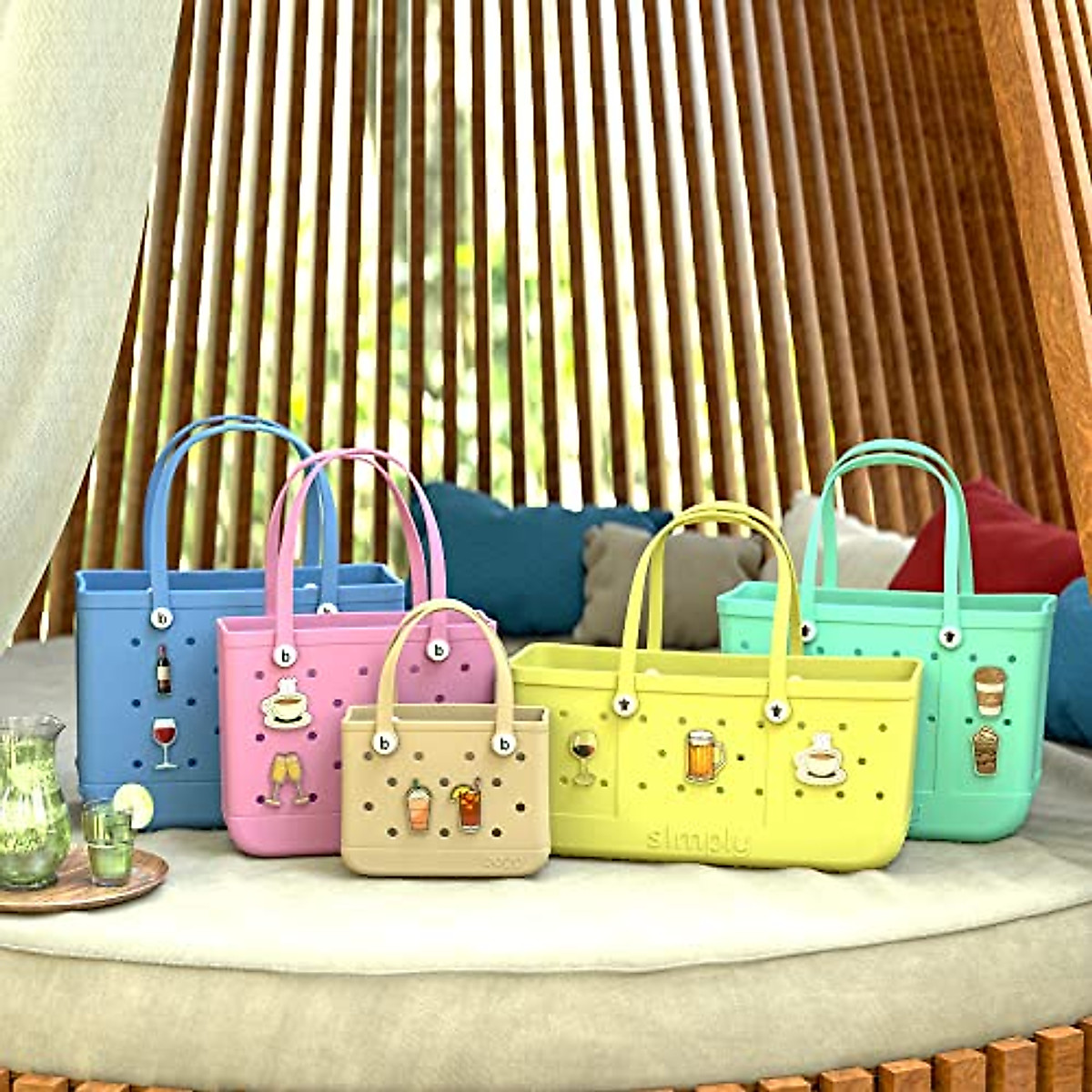 BOGGbeans Red Wine Charm for Bogg Bag, Simply Southern Totes, and Similar Styles. Acrylic 3" Drink Charm Accessories for Beach Totes