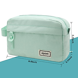 Eliamo Extra Large Capacity Pencil Case with Zipper and Handle, Portable Pen Bag to Organize School Supplies or for a Cosmetic Bag, Mint Green