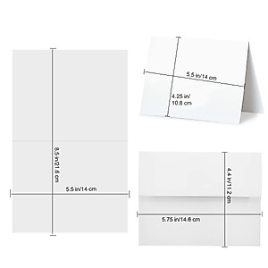 VANRA White Blank Greeting Cards with Envelopes 4.25x5.5 100 Pack White Cardstock with A2 Envelopes Bulk Self Seal for DIY Thank You Cards, Wedding Invitations Cards