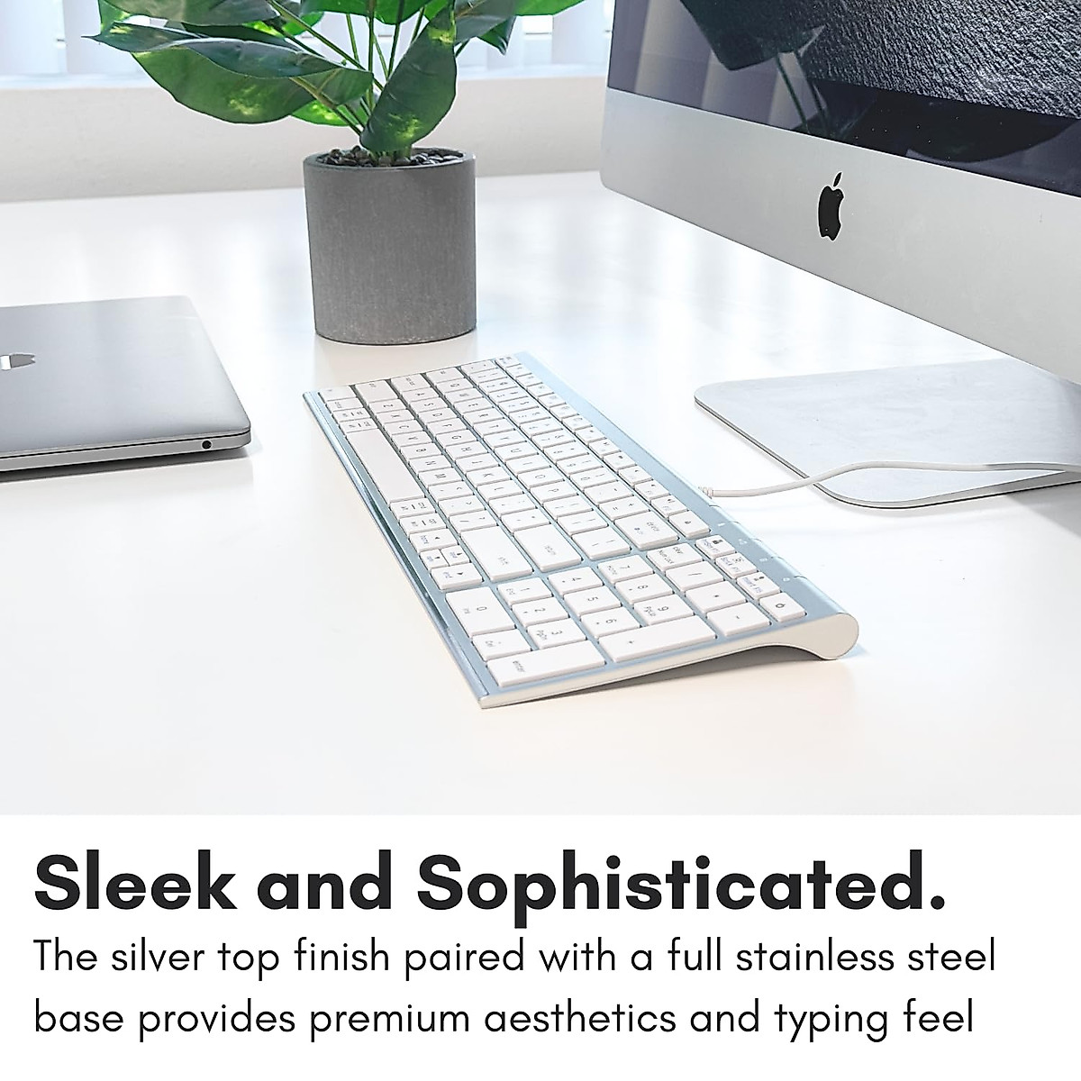 Macally Wired Keyboard for Mac, Compatible Apple Keyboard - Slim, Space-Saving Design USB Keyboard with Numeric Keypad - Budget-Friendly Laptop, MacBook Pro/Air, iMac Keyboard Replacement
