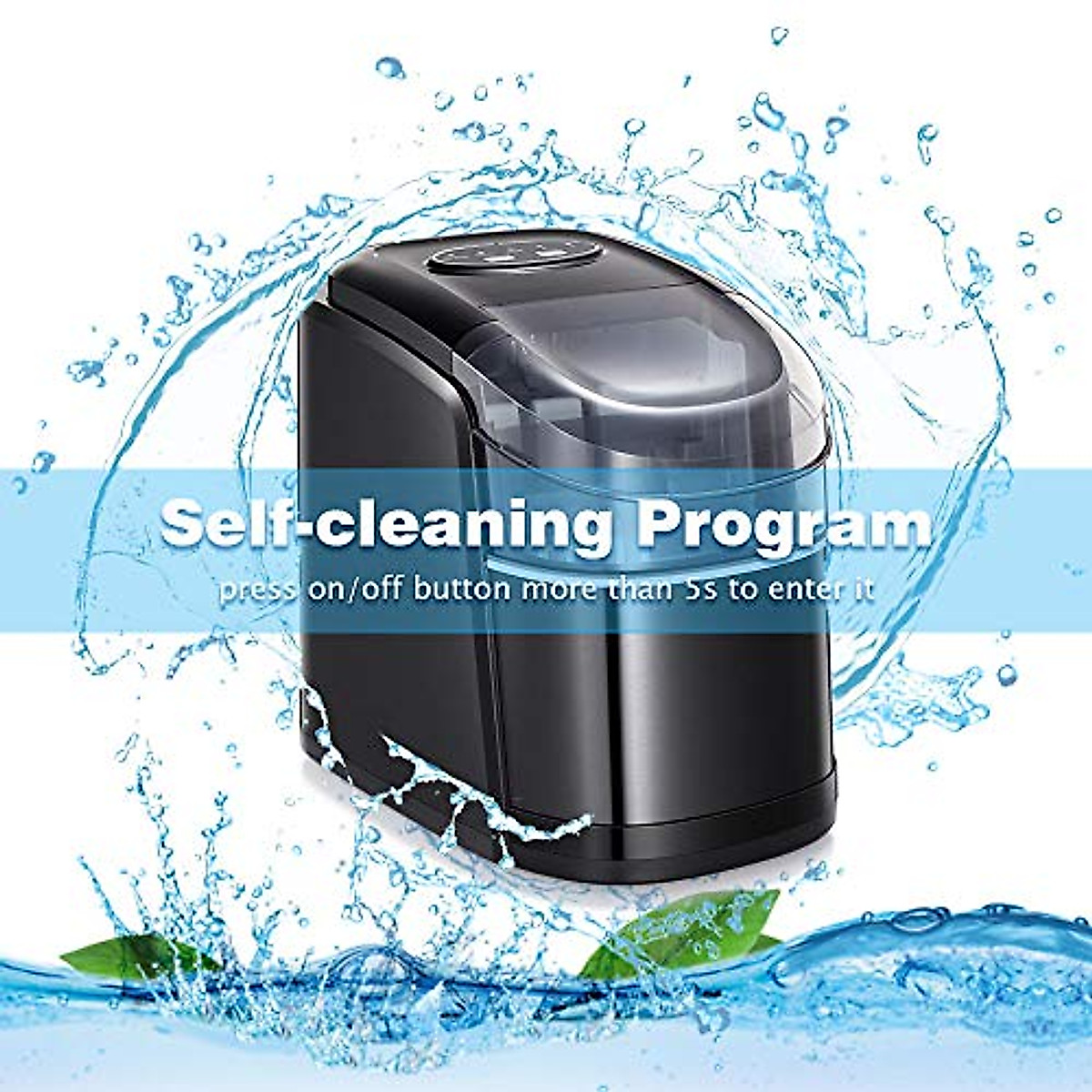 Kismile Countertop Ice Maker Machine,26Lbs/24H Compact Automatic Ice Makers,9 Cubes Ready in 6-8 Minutes,Portable Ice Cube Maker with Self-Cleaning Program