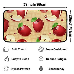 Apples Kitchen Rugs and Mats Super Absorbent Kitchen Carpet Non-Skid Comfort Floor Rugs Washable Mat for Floor Home Office Sink Living Room Laundry Decor 39x20 in