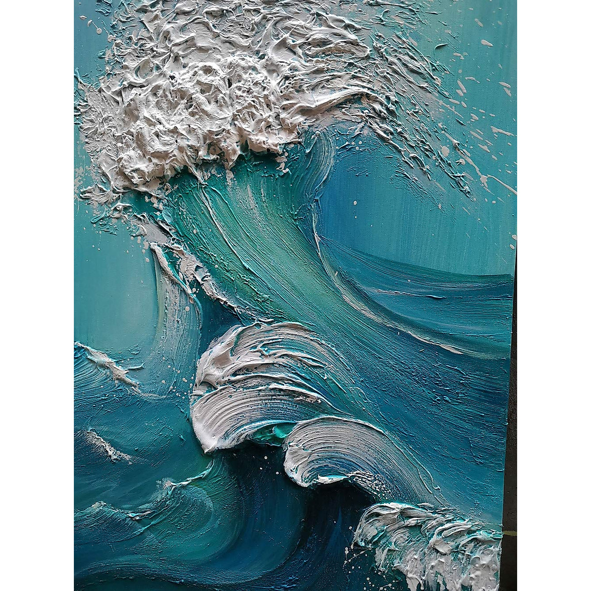 YaSheng Art - sea landscapes Abstract Oil Painting,Oil Painting on Canvas Texture Blue Ocean scenery Oil Painting Hand-Painted Abstract Artwork Pictures Canvas Wall Art Paintings 24x48inch