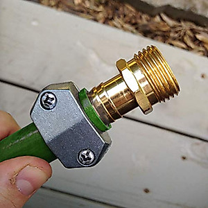 STYDDI Garden Hose Repair Connector Fitting, Aluminum Mender Female and Male Hose End Connector with Zinc Clamp, Fit 5/8-Inch and 3/4-Inch Garden Hose, 3 Sets