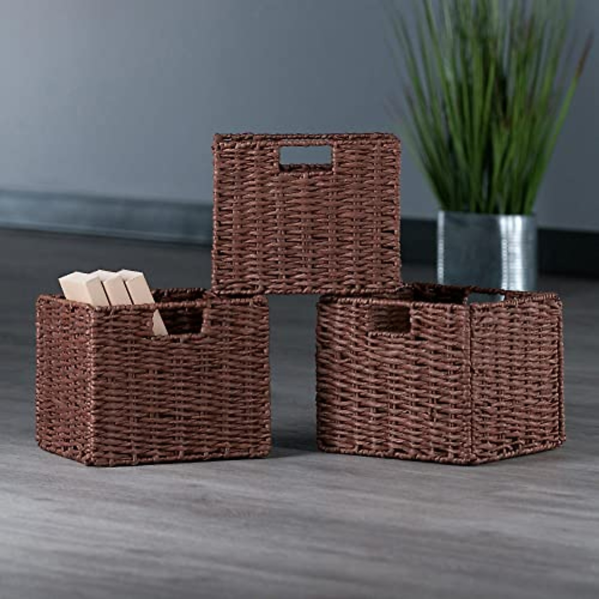 Winsome Wood Tessa Basket, Walnut