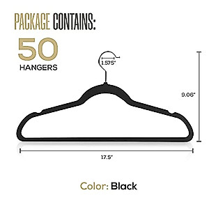 Utopia Home Value Pack of Black Velvet and White Plastic Hangers- Ultra Thin Strong Hangers with Notches- No More Slippage- Space Saving - Pack of 100