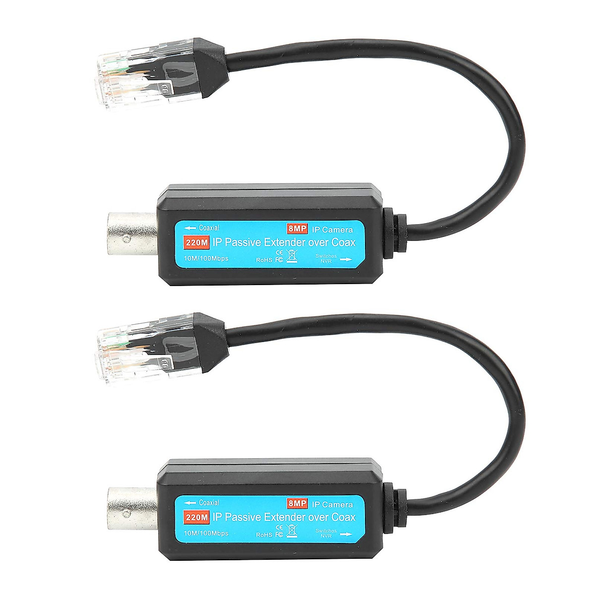 1 Pair Passive Ethernet Extender Over Coax IP Passive Extender Ethernet Over Coax Plug and Play Over for Web Camera