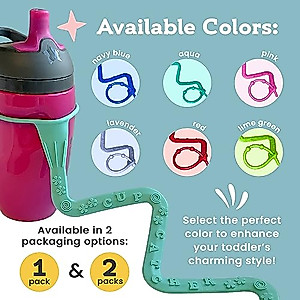 Brilli Baby Sippy Cup Catcher - 2-Pack - Bungee Tether for Bottle or Toy - Pacifier Holder Strap to Attach to Your Stroller - Leash to Secure Cups to High Chairs -Springy Cord for Car Seat Aqua & Navy