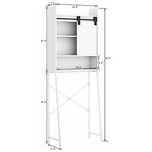 Liggue Over The Toilet Storage Cabinet,3-Tier Above Toilet Storage Cabinet,Bathroom Storage Cabinet Over Toilet with Sliding Barn Door for Bathroom, Restroom, Laundry