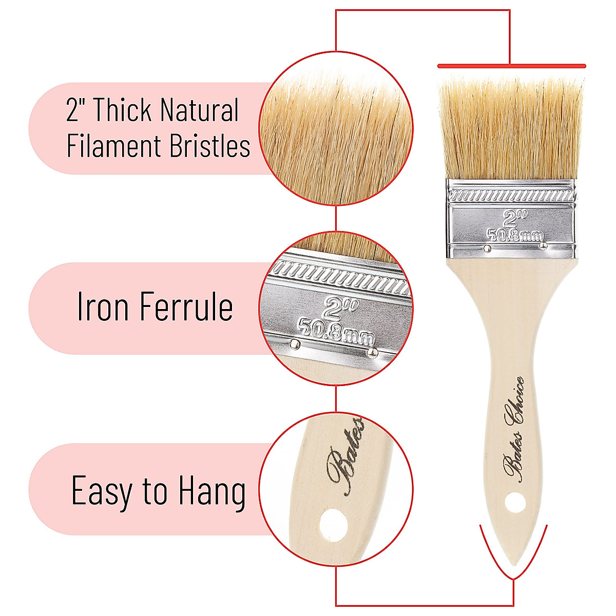 Bates- Chip Paint Brushes, 2 Inch, 9 Pack, Chip Brush, Brushes for Painting, Paint Brushes, 2 Inch Paint Brush, Stain Brushes for Wood, Natural Bristle Paint Brush, Chip Paint Brushes for Paint