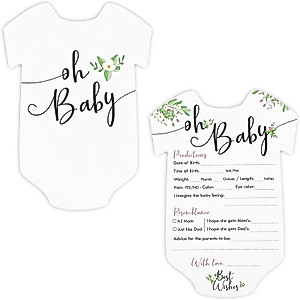 Sparkle and Bash 50 Pack Girl Baby Shower Prediction and Advice Cards for Parents to Be, Floral Themed Party Games (5 x 7 In)