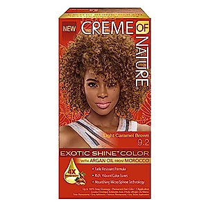 Exotic Shine Hair Color by Creme of Nature, 9.2 Light Caramel Brown, with Argan Oil from Morocco, 1 Application