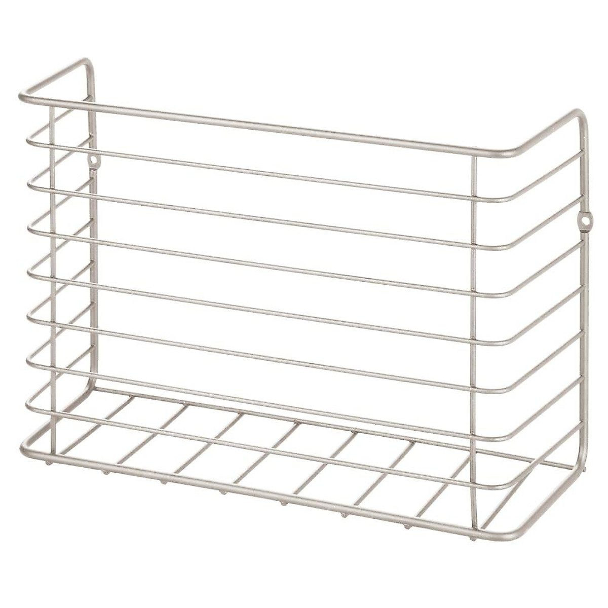 mDesign Metal Wire Farmhouse Wall Mount Craft, Sewing, Crochet Storage Bin Basket - Compact Organizer and Holder for Sketch Books, Markers, Crayons - Satin