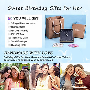 IEFLIFE 50th Birthday Gifts for Women, 5 Circle Necklaces 50th Birthday Gifts Jewelry for Women Her Fifty 50 Years Old Birthday Gifts for Women 5 Decades Necklace for Women