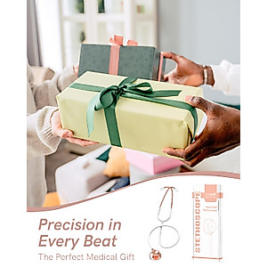 FriCARE Rose Gold Stethoscope - Gorgeous Stethoscopes for Nurses, RN, Nursing School Students - Dual Head Estetoscopio for Professionals, StethoMedic Essentials, Nurses Day Gift, White Tubing, 29 inch