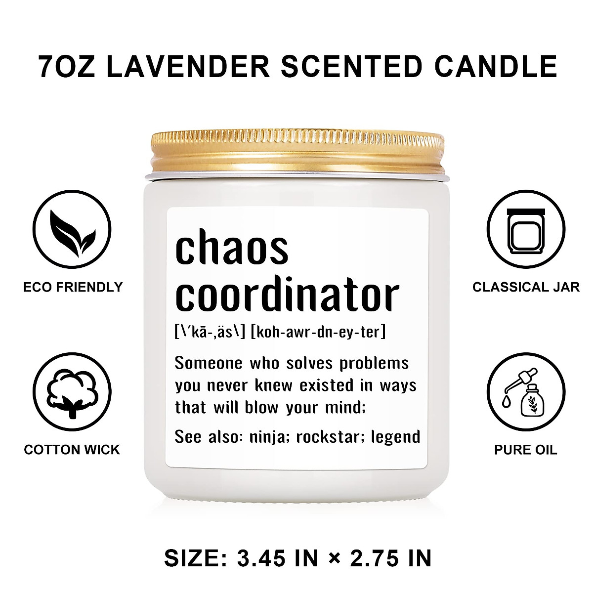SINSUFUR Chaos Coordinator Gifts for Women Men, Appreciation Gifts for Coworker, Manager, Leader, Boss - Boss Lady Gifts for Women, 7oz Lavender Scented Candles
