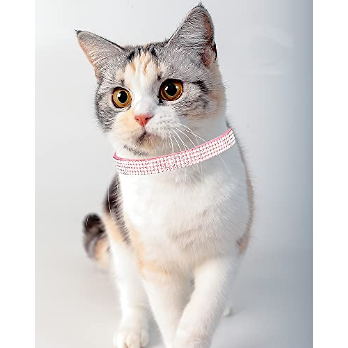 Solmoony Breakaway Cat Collars with Bell,Adjustable Safe Kitten Collar,Cat Collars for Girl Cats with Rhinestone Soft Velvet (Pink)