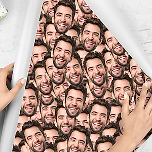Jaydouble Custom Gift Wrapping Paper Personalized Wrapping Paper with Face Gift Wrap Paper Roll Funny Cute Wrapping Paper for Teens Kids Women Men Mom Dad Wedding