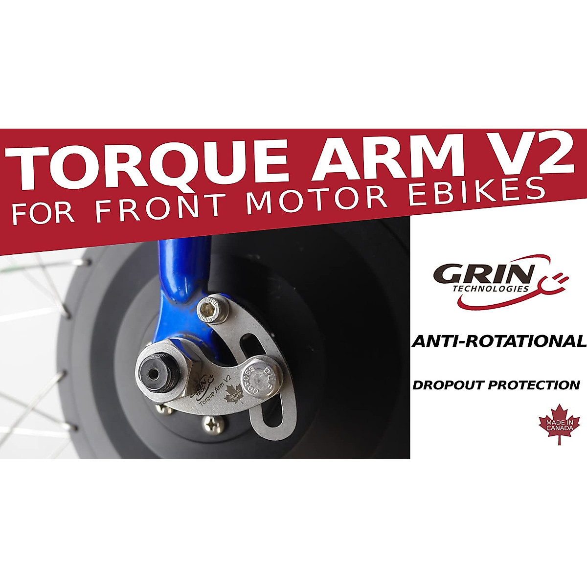 Grin Technologies FRONT Torque Arm for Mounting on Forks with Fender Eyelets. Thick 1/4" Stainless Plate