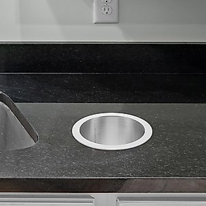 ABOOFAN Drop-in Trash Chute Stainless Steel Round Countertop Trash and Waste Chute Built-in Trash Can Waste Bucket Bottomless Embedded Trash Bin for Home Restaurant