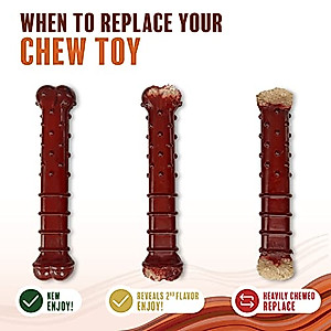 Nylabone Power Chew Basted Blast Dual Flavored Dog Chew Toys for Aggressive Chewers - Durable Dog Bones with 2 Layers of Flavor - Bacon and Steak Flavor, X-Large/Souper (1 Count)