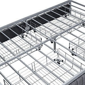 CKLMMC Morden Upholstered Platform Bed Frame with 4 Drawers,Sturdy Built-in Metal Slat Support,Full Size Platform Bed for Bedroom,Living Room (Gray+Linen Fabric2, Full)